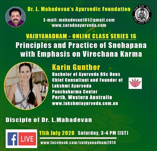 Facebook live with Dr. L Mahadevan - Lakshmi Ayurveda